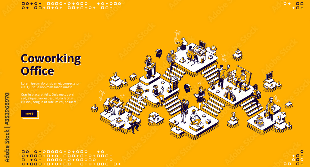 Coworking office banner. Concept of modern creative workplace for ...