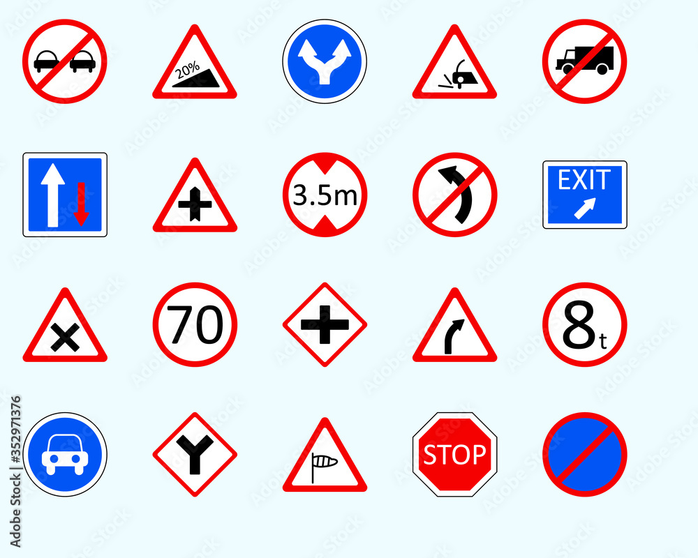 Traffic signs, forbiddenSet of road sign. collection of warning ... Traffic signs, forbiddenSet of road sign. collection of warning ...