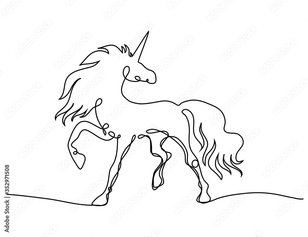 One line drawing unicorn vector illustration Stock Vector | Adobe Stock