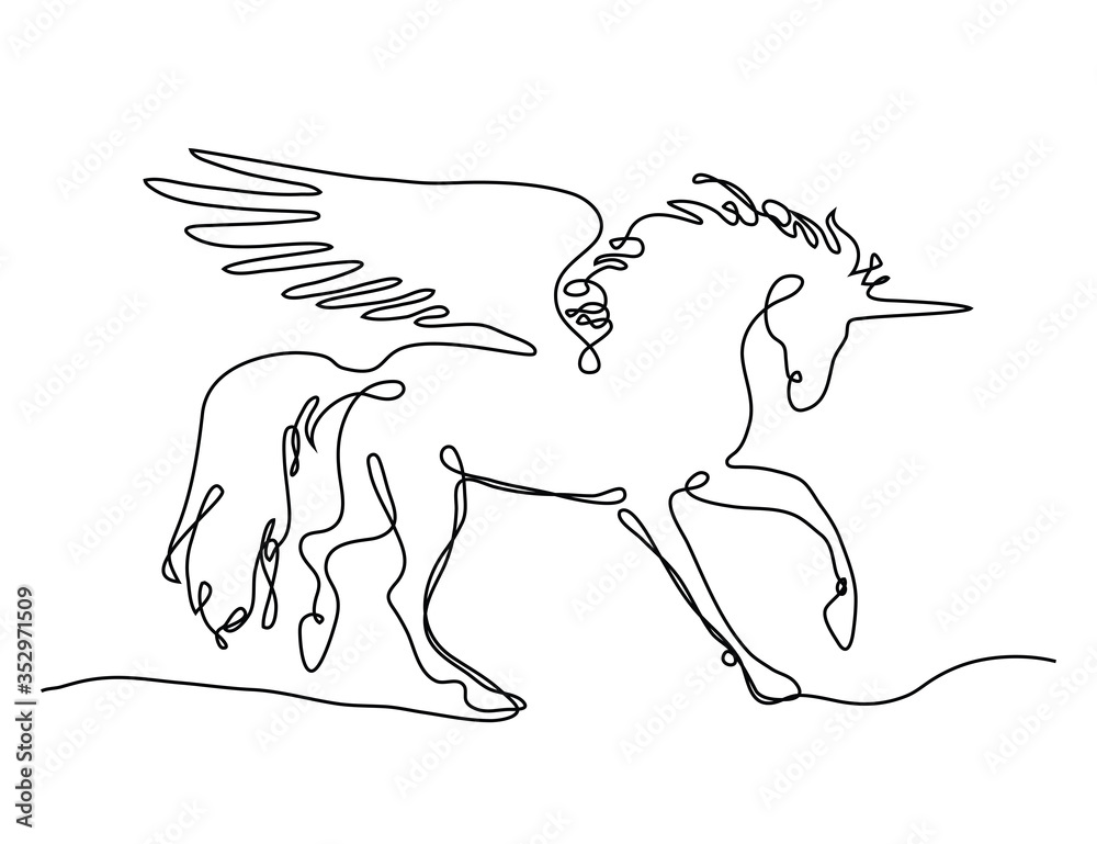 One line drawing unicorn vector illustration Stock Vector | Adobe Stock
