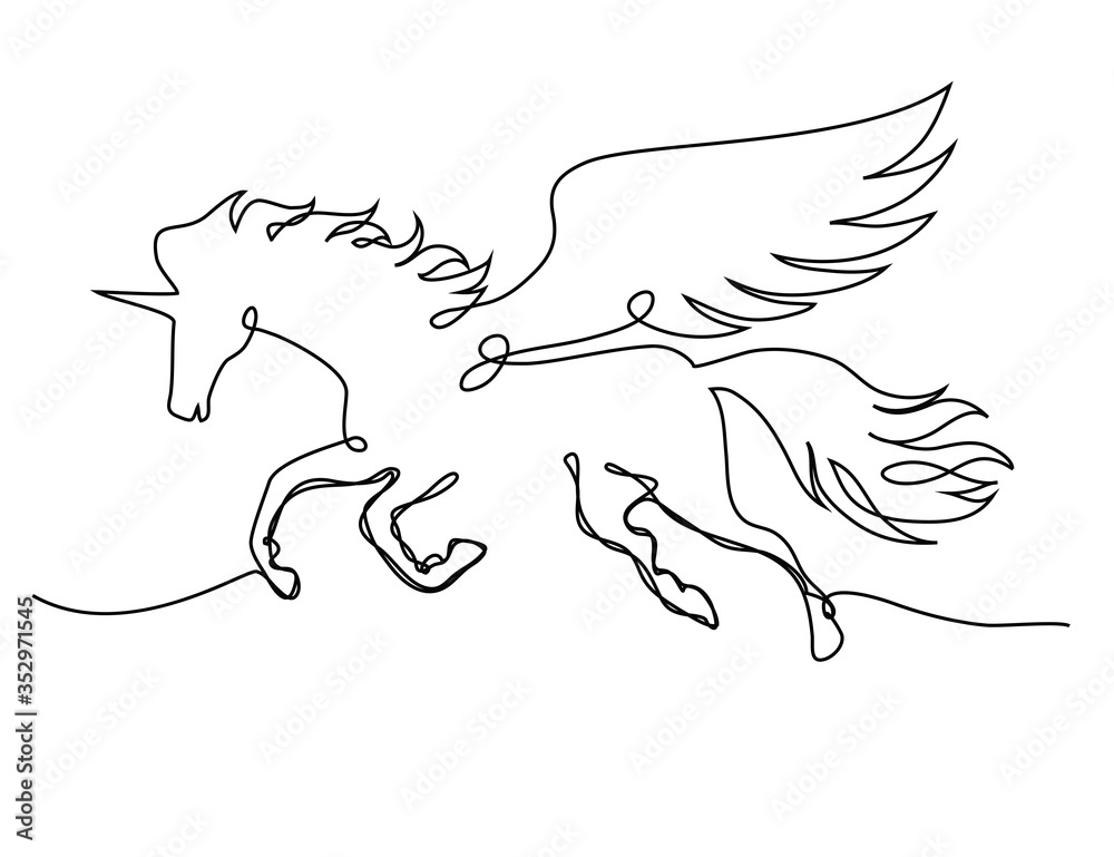 One line drawing unicorn vector illustration Stock Vector | Adobe Stock