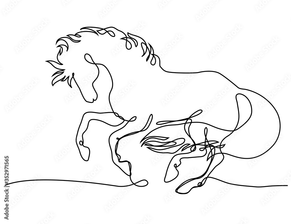 One line drawing horse vector illustration Stock Vector | Adobe Stock