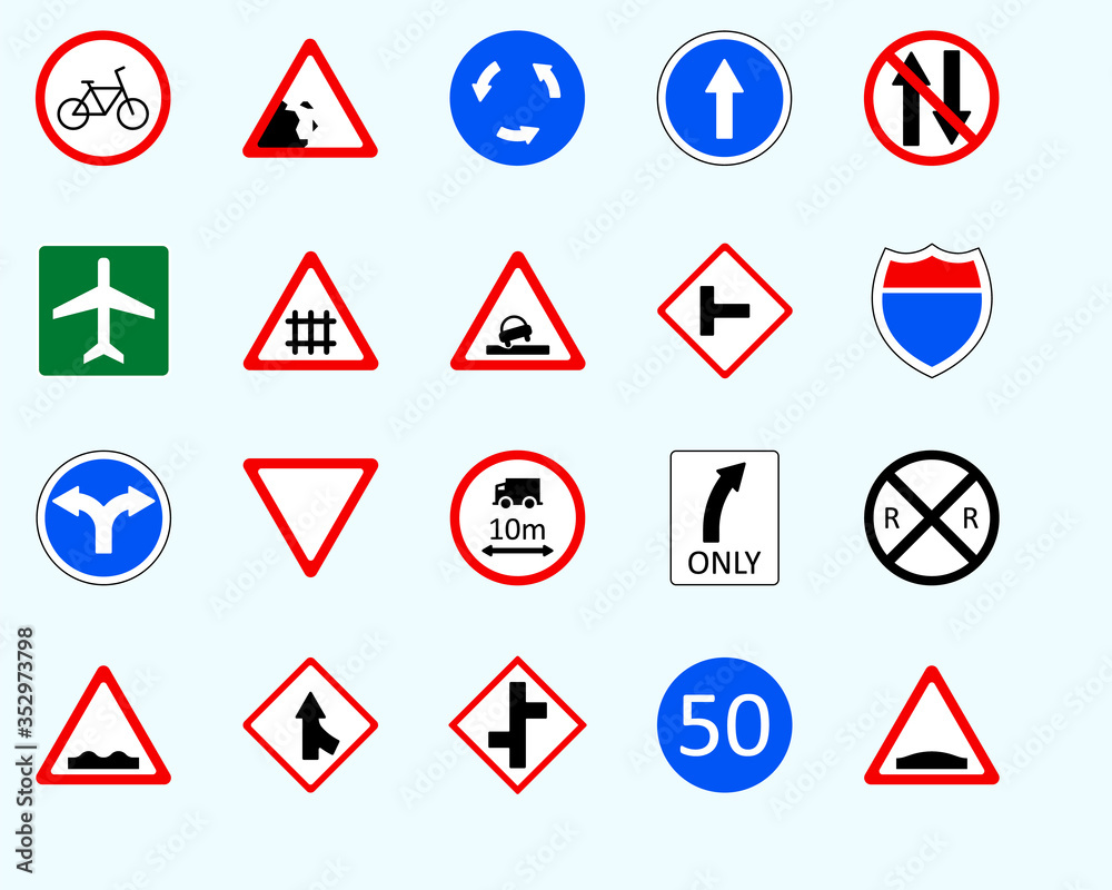 Traffic signs, humpSet of road sign. collection of warning, priority ...