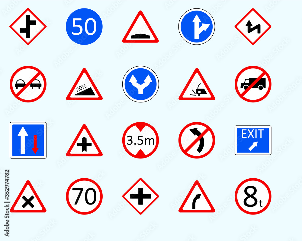 Traffic signs, weightSet of road sign. collection of warning, priority ...