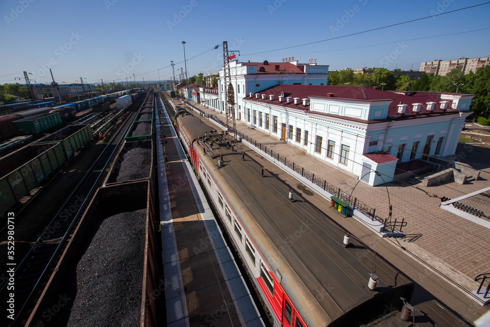 The building of the railway station of the city of Ussuriysk. Freight ...
