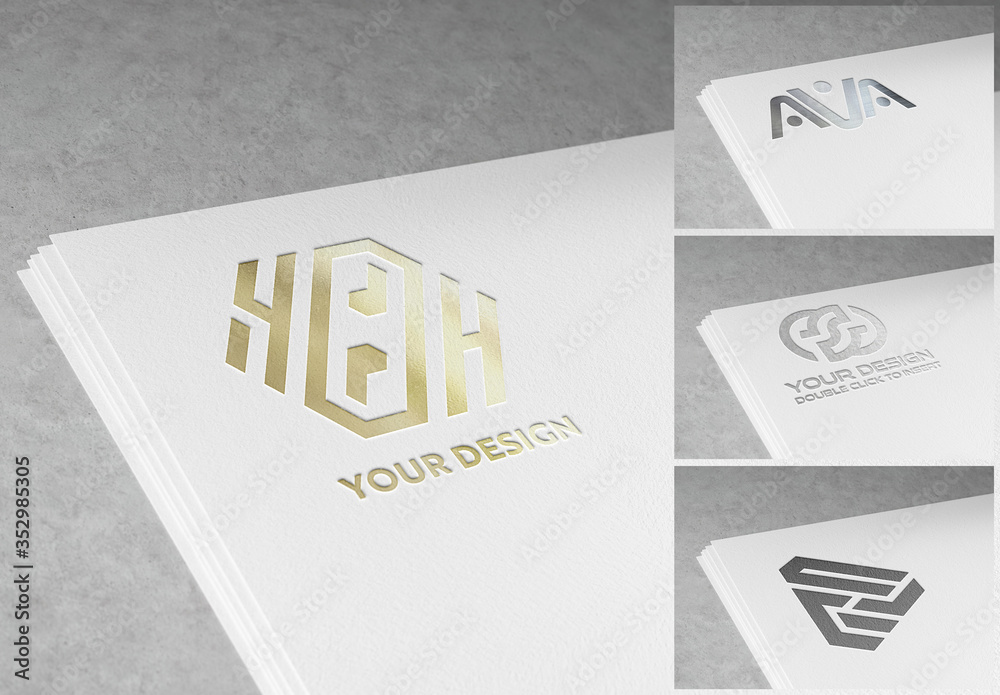 Debossed Logo on Paper Stack Mockup Stock Template | Adobe Stock