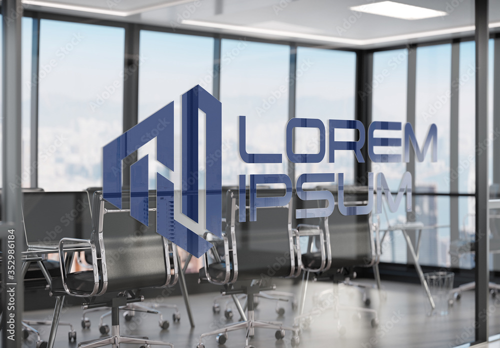 Logo on Office Window Mockup Stock Template | Adobe Stock