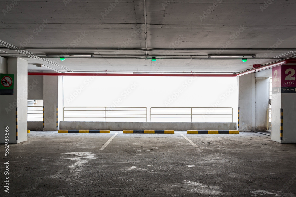 Empty space car park interior at afternoon.Indoor parking lot.interior ...
