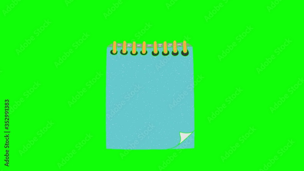 notebook hand drawn animation green screen. explanatory icons for video ...