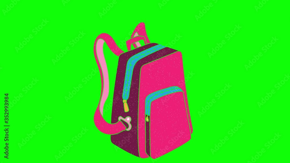 backpack hand drawn animation green screen. explanatory icons for video ...