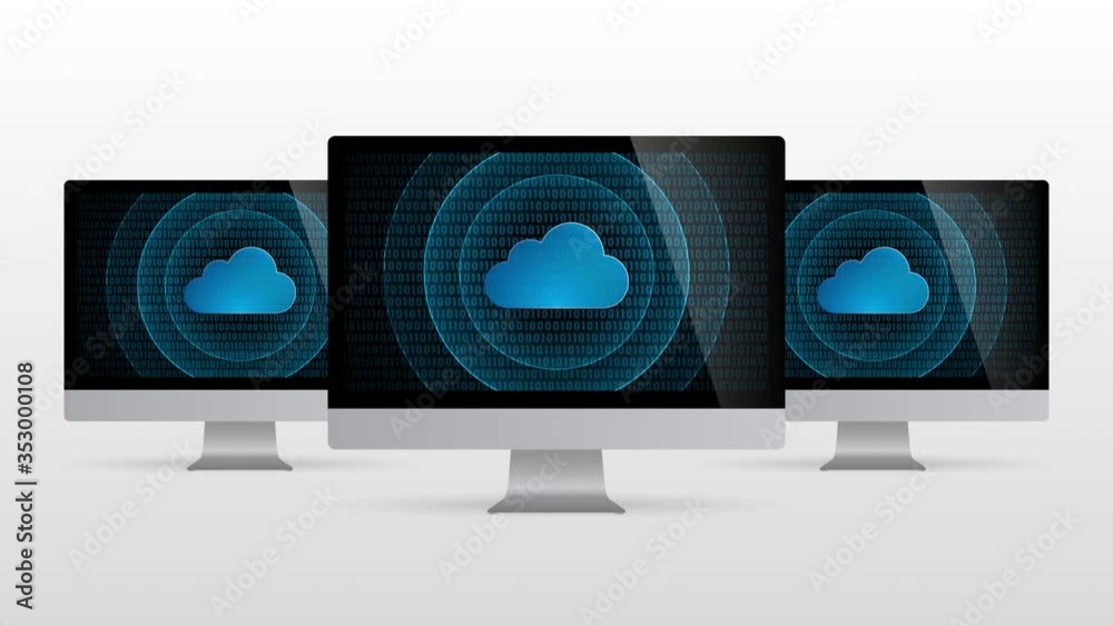 Computer device with cloud computing. Realistic desktop monitor with ...