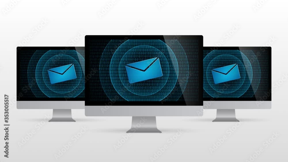 Computer device with email. Realistic desktop monitor with Mail symbol ...