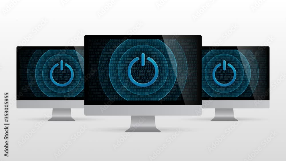 Computer device with power button. Realistic desktop monitor with Power ...