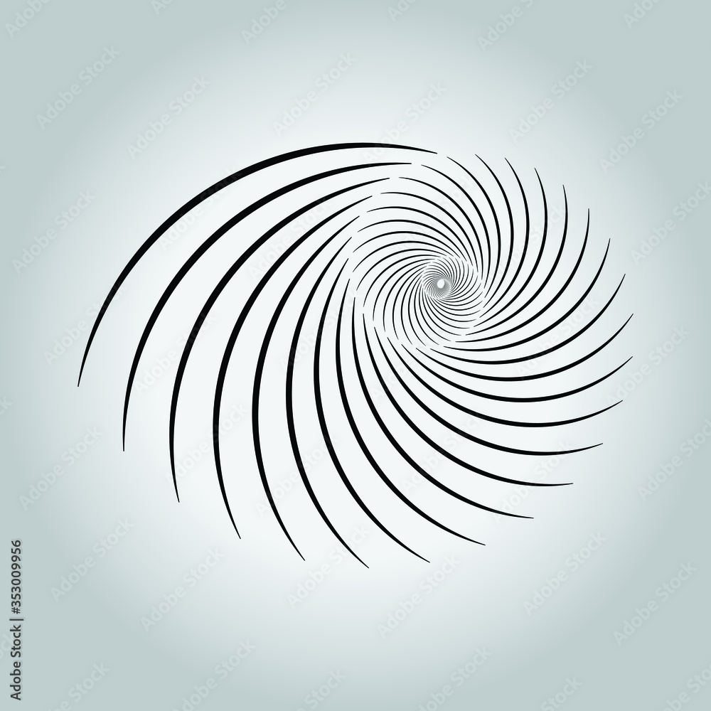 Black abstract curved shape in spiral form. Vector illustration. Trendy ...