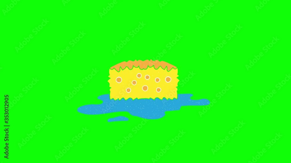 sponge hand drawn animation green screen. explanatory icons for video ...