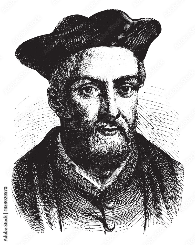 Francois Rabelais, vintage illustration. Stock Vector | Adobe Stock