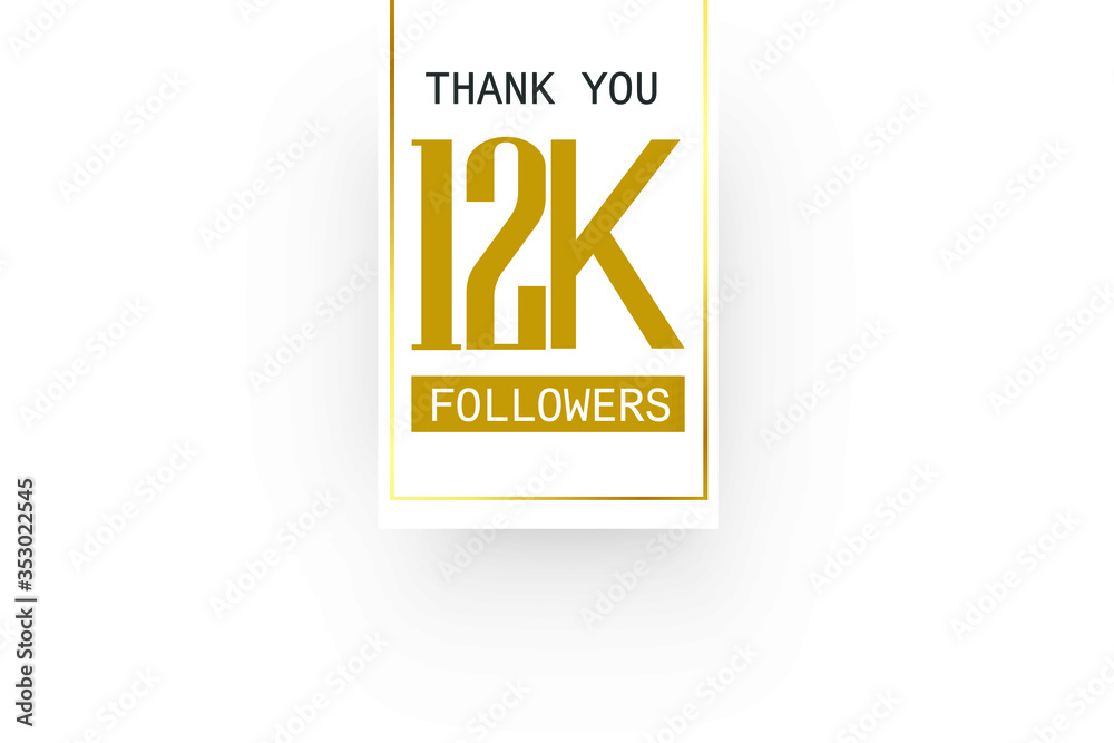 12K, 12.000 followers, minimalist logo Box White Shape . ribbon ...