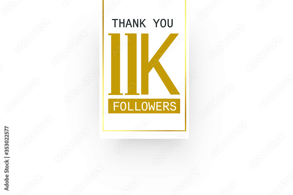 11k, 11.000 followers, minimalist logo Box White Shape . ribbon ...