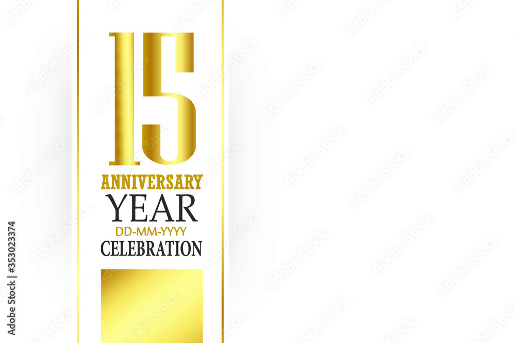 Vecteur Stock 15 year anniversary, minimalist logo Box White Shape ...
