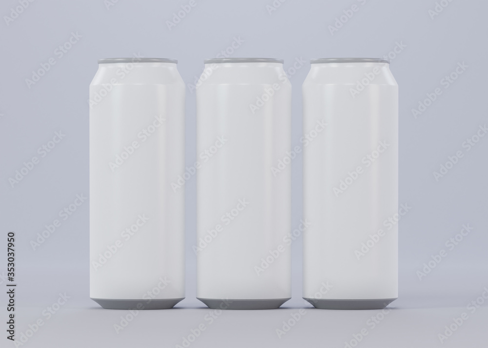 Three Tall Plain Soda Can Beer Can in White Background For Mockup ...