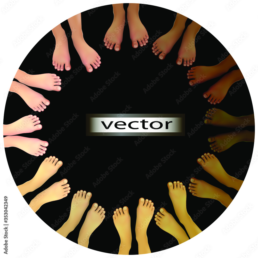 Feet vector illustration. tolerance and friendship of different peoples ...