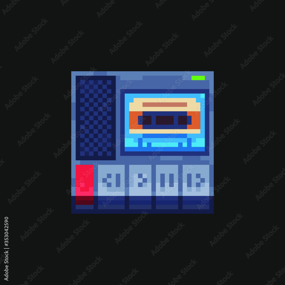 16-bit retro audio devices, pixel art icon, design for logo game ...