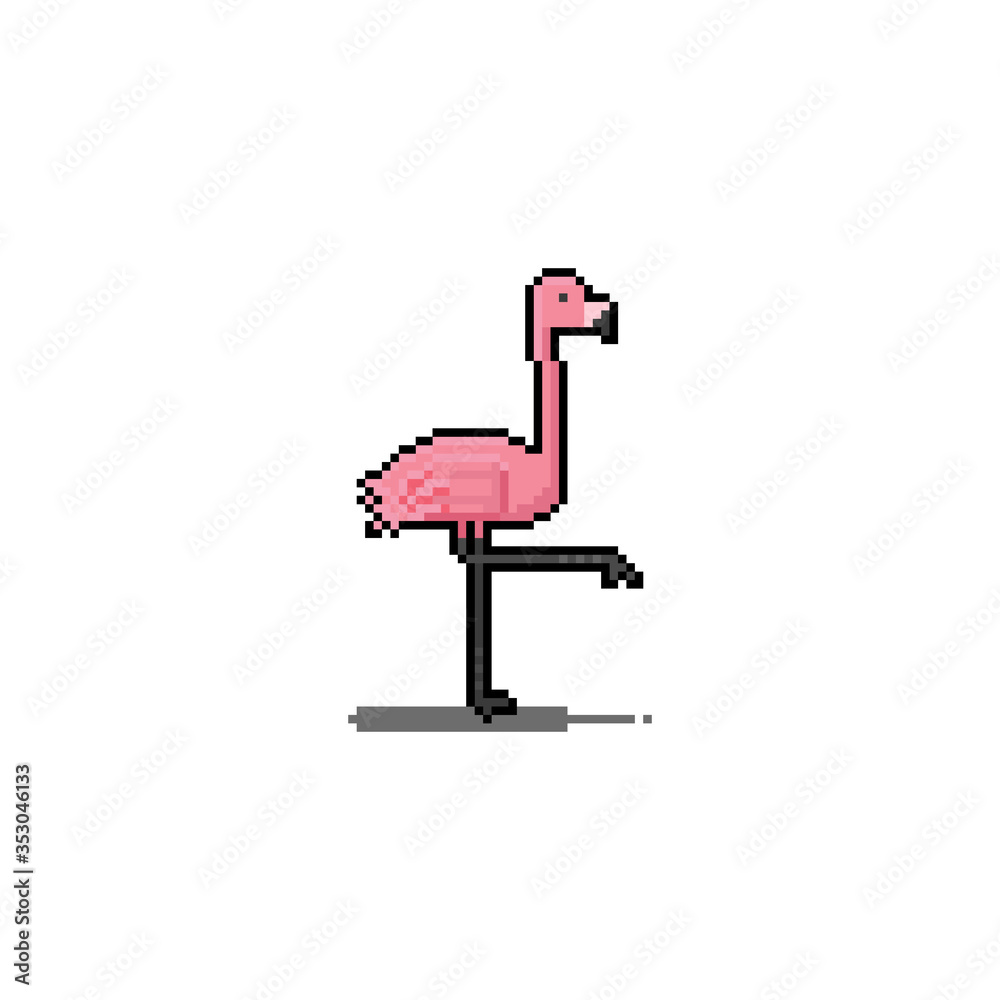 Pixel art cartoon flamingo icon design. Stock Vector | Adobe Stock