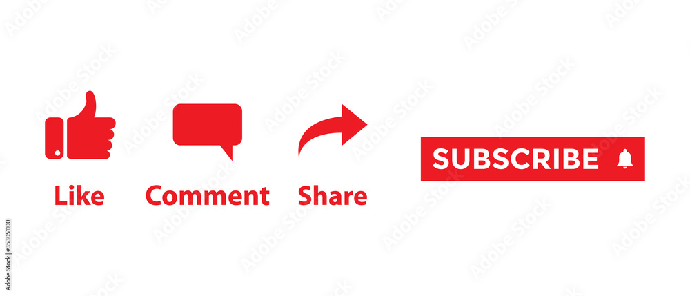 Icon Set for Channel and Social Media. Like, Comment, Share and ...