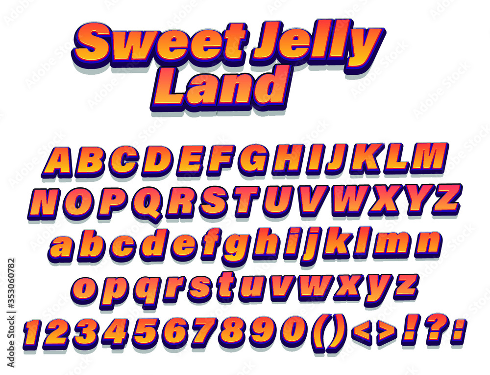 2D Font Alphabet for Mobile Games Stock Vector | Adobe Stock