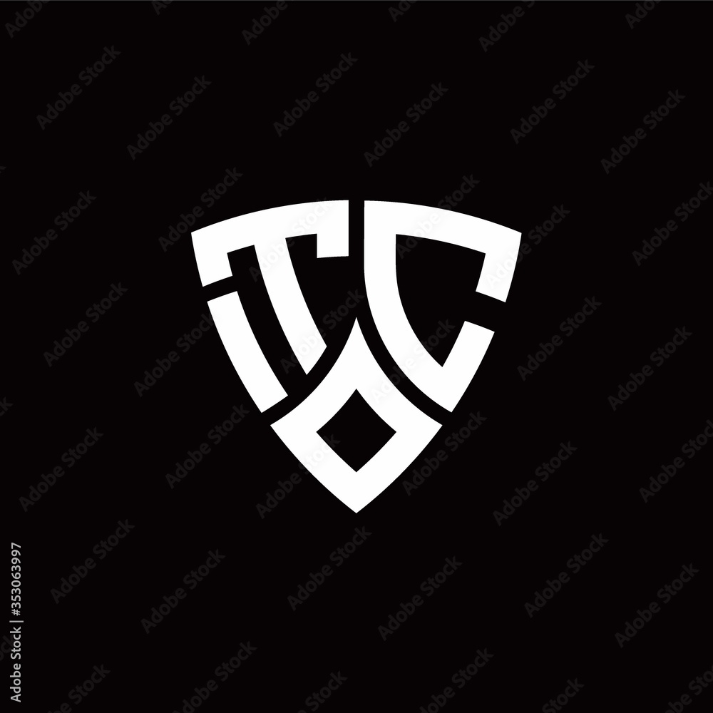 TC monogram logo with modern shield style design template Stock Vector ...