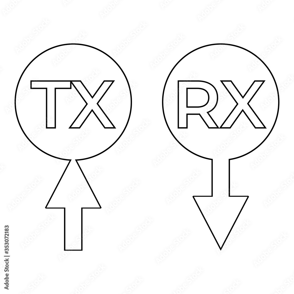 Sign icon tx rx transmission receiving data information, vector simple ...