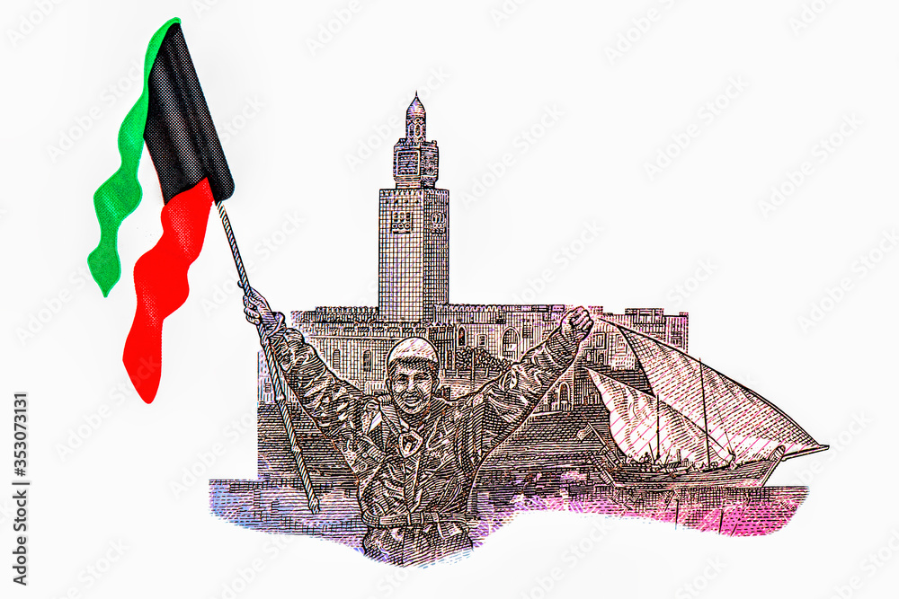 Foto de A soldier is waving the Kuwaiti flag, Portrait from Kuwaiti 1 ...