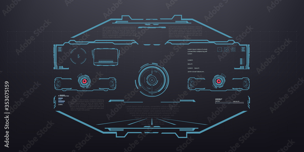 HUD, GUI Modern target auto-guidance system. Tilt scope sight in ...