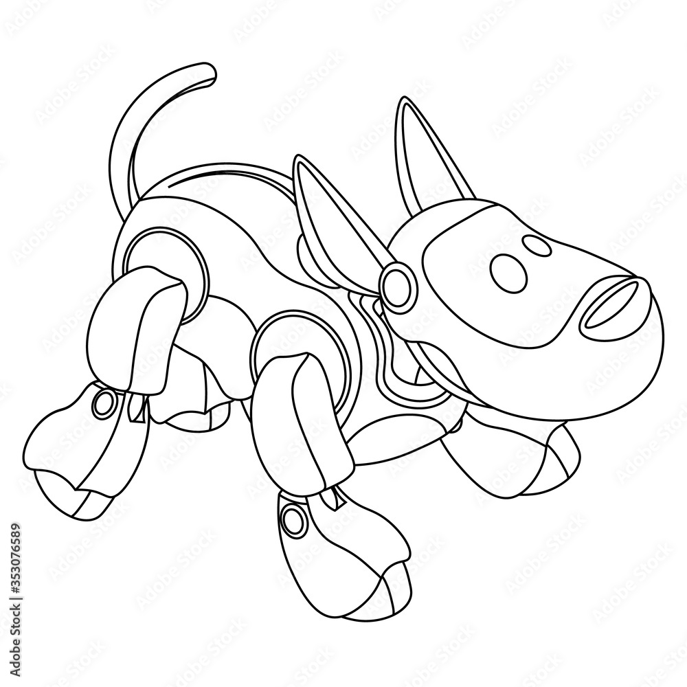 Coloring pages for robot dogs. Vector illustration on the theme of ...