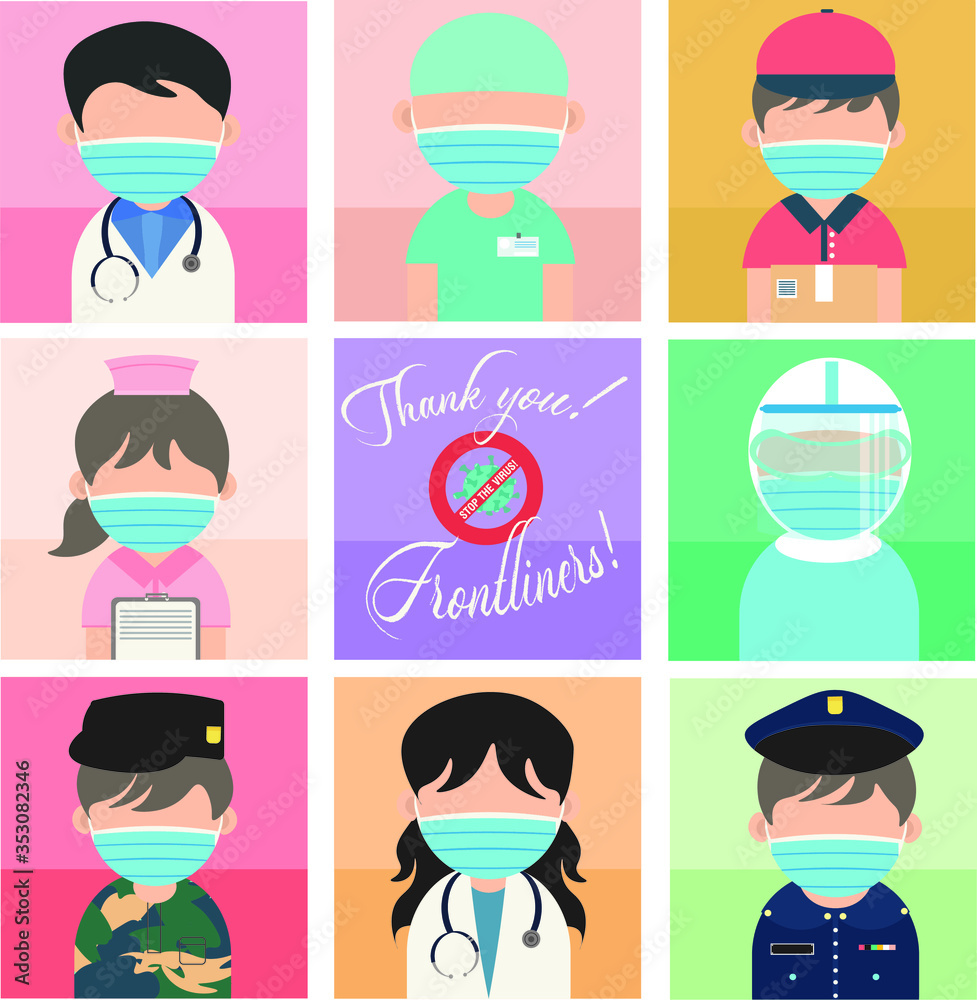 Vector Set of Frontliners Design Stock Vector | Adobe Stock