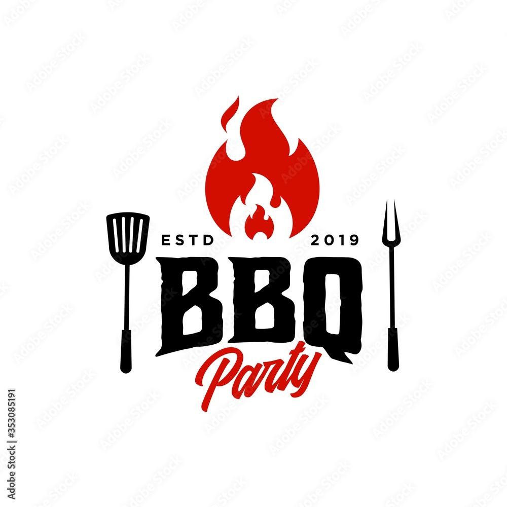 Vintage hipster Grill Barbeque invitation party barbecue bbq with ...