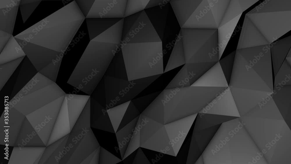 Black Looped Low Poly Triangular Background. Dark Crystals Polygonal ...