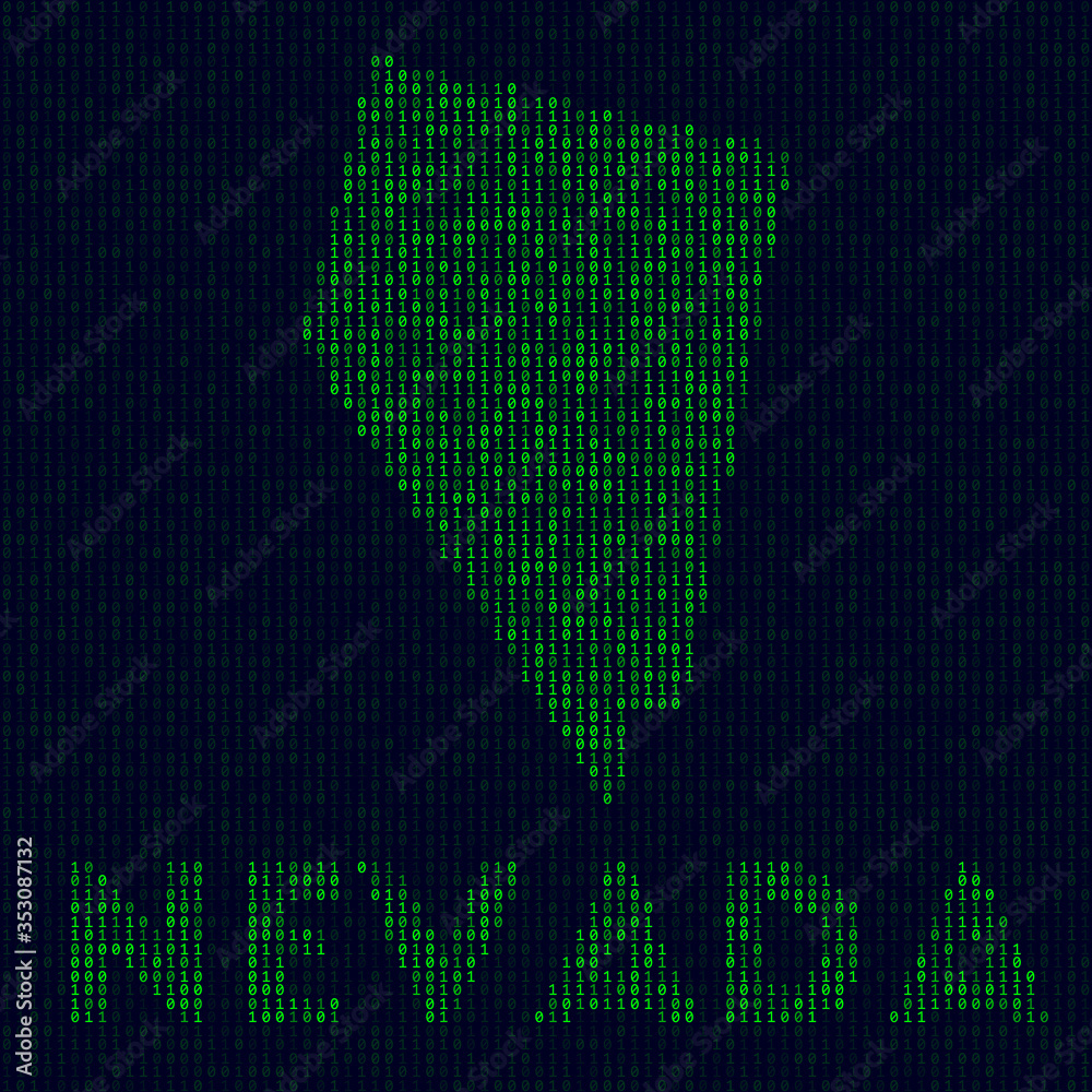Digital Nevada logo. US state symbol in hacker style. Binary code map of Nevada with US state ...