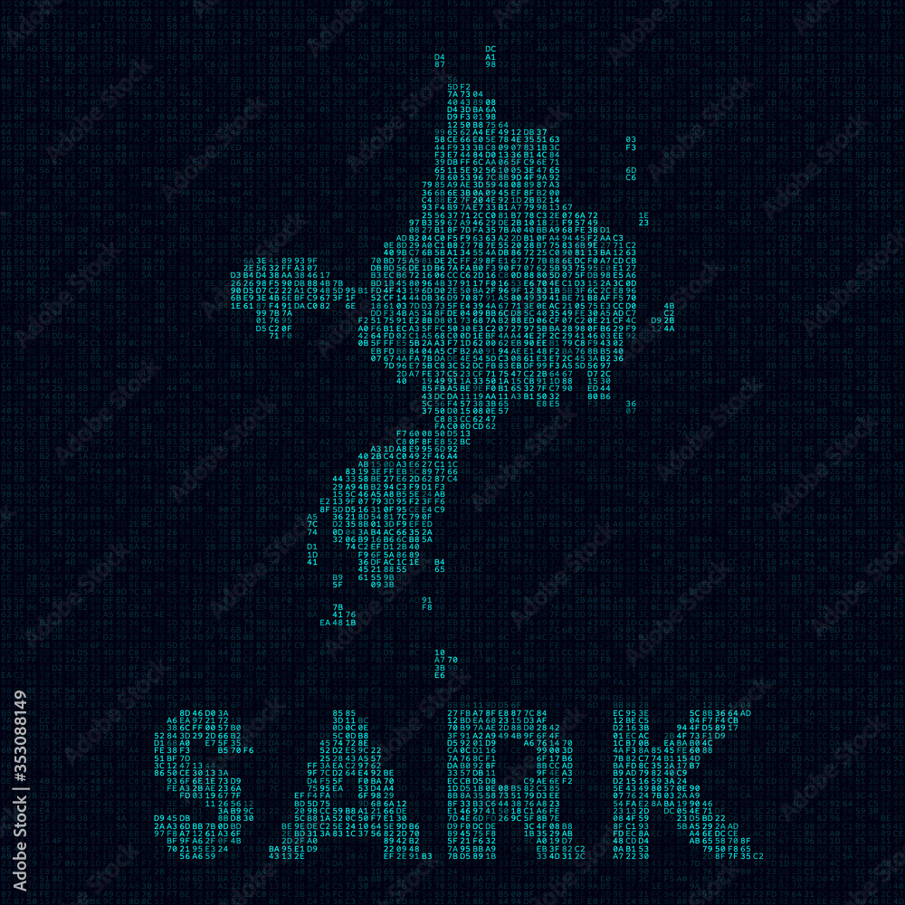 Sark tech map. Island symbol in digital style. Cyber map of Sark with ...