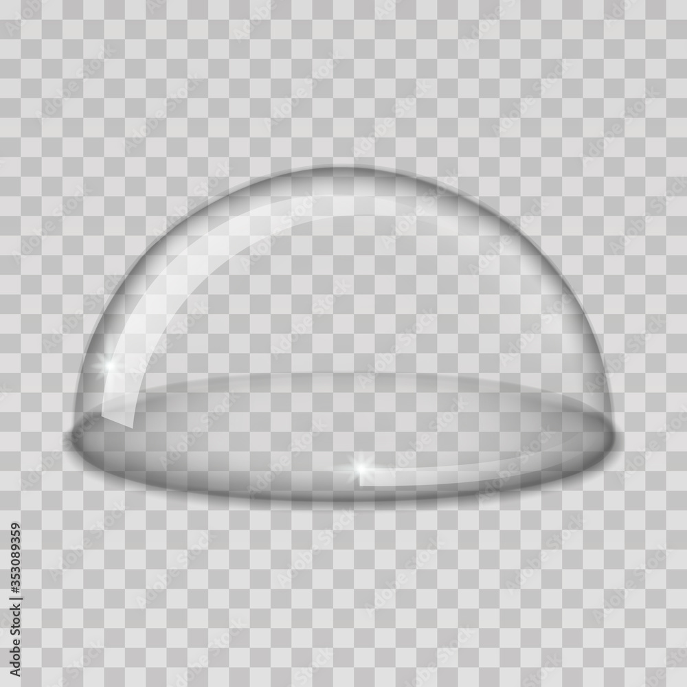 Transparent glass cover. Hemisphere isolated on transparent background ...