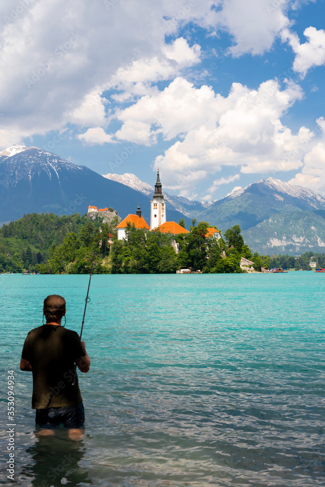 Fishin on Lake Bled in Slovenia Stock Photo | Adobe Stock