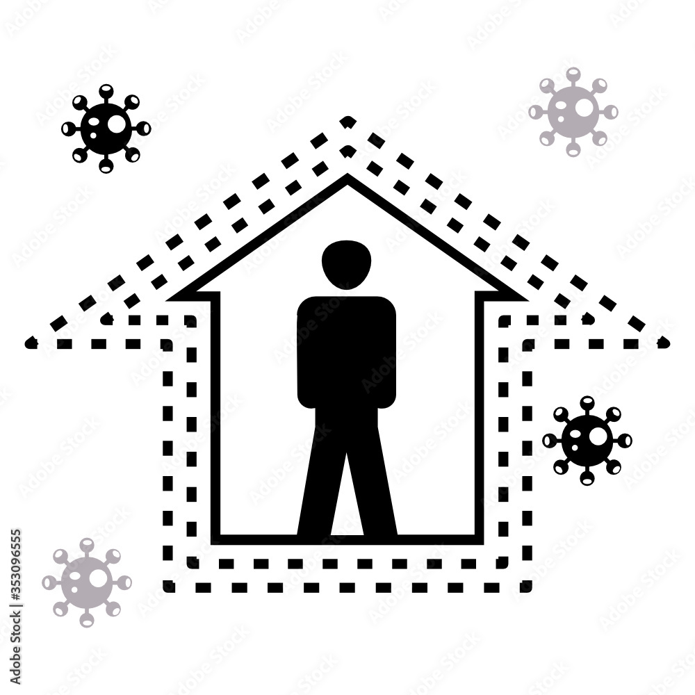 Stay at Home to Protect yourself from ncov on white background, Self ...