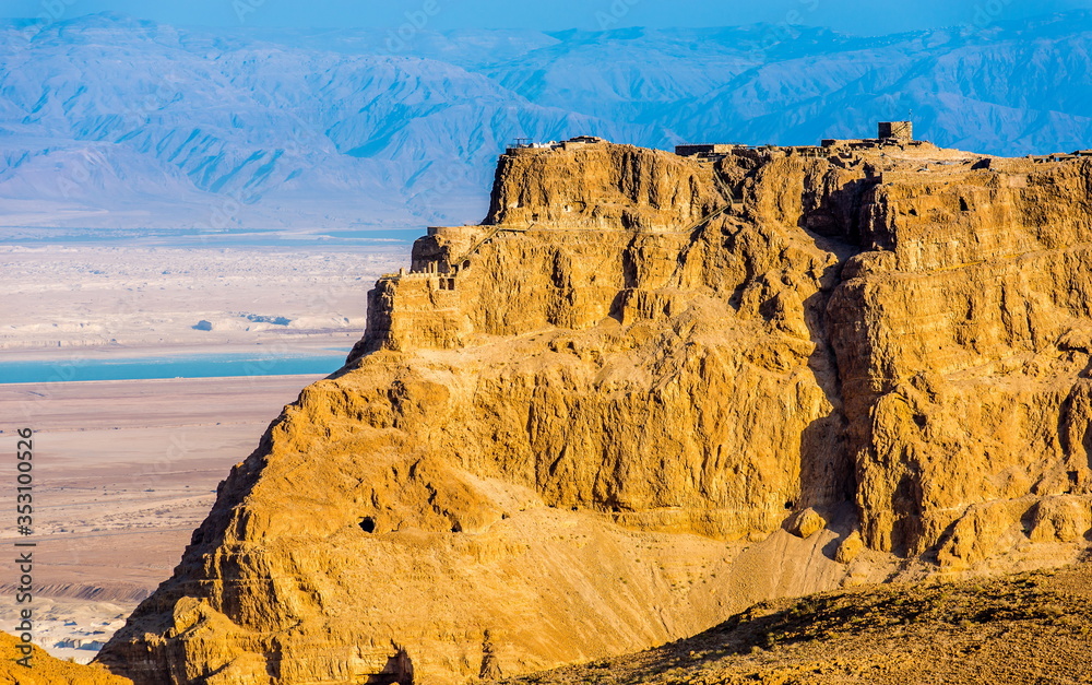 Western view of Masada fortress plateau, location of Herod's palaces ...