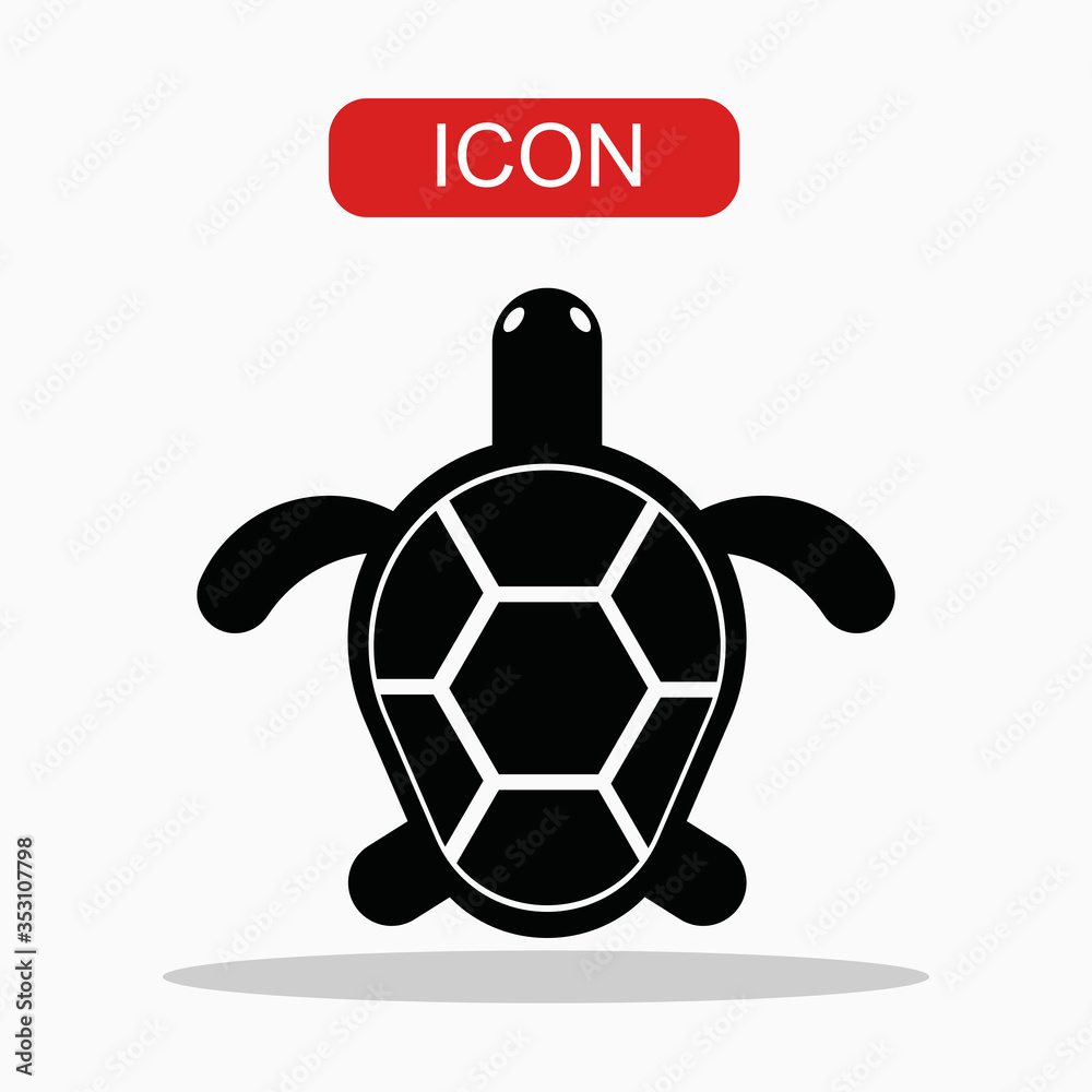 Turtle icon Vector. Flat vector illustration in black on white ...