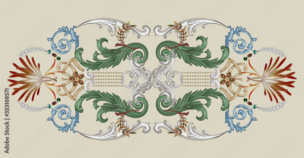 Decorated with elegant and luxurious patterns. Rococo, Baroque style ...