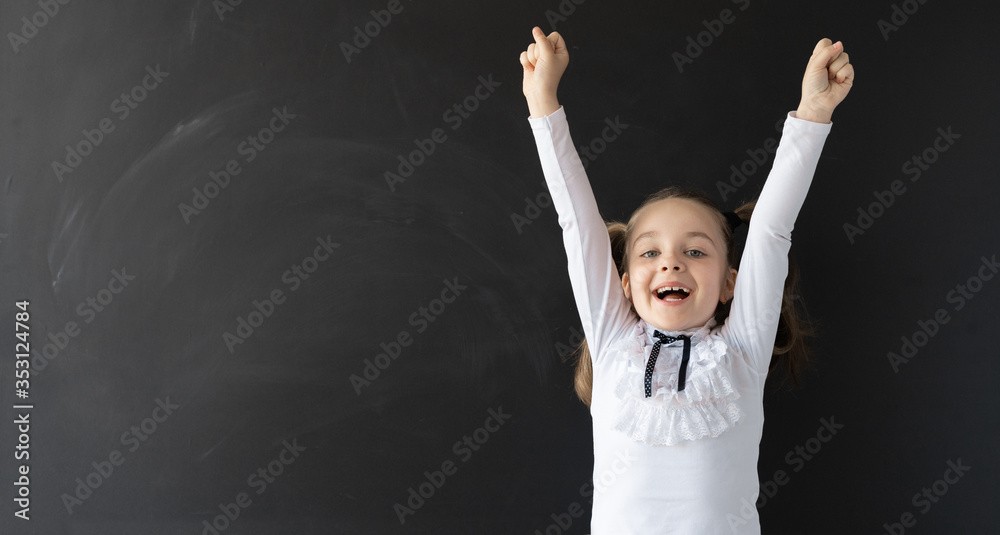 Smart girl in class shouting cheers. She knows the answer to the ...
