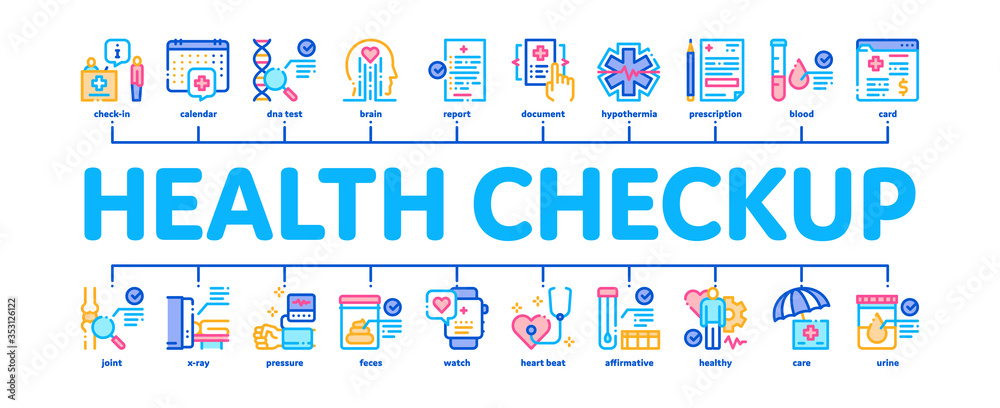 Health Checkup Medical Minimal Infographic Web Banner Vector ...