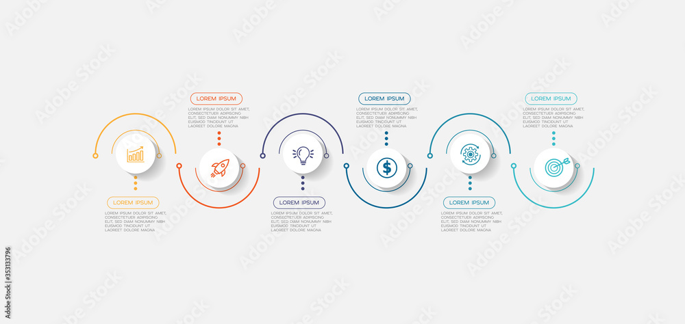 Infographic element with icons and 6 options or steps. Can be used for ...