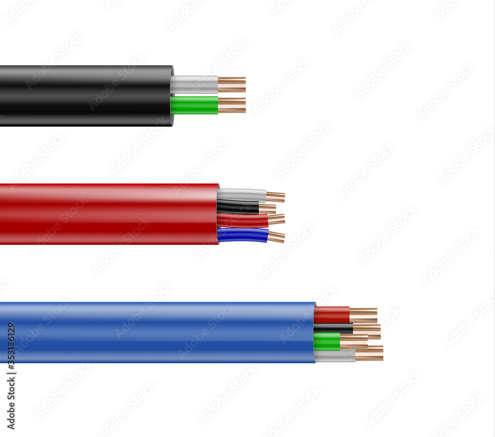 Realistic electrical wires flexible network. Stock Vector | Adobe Stock