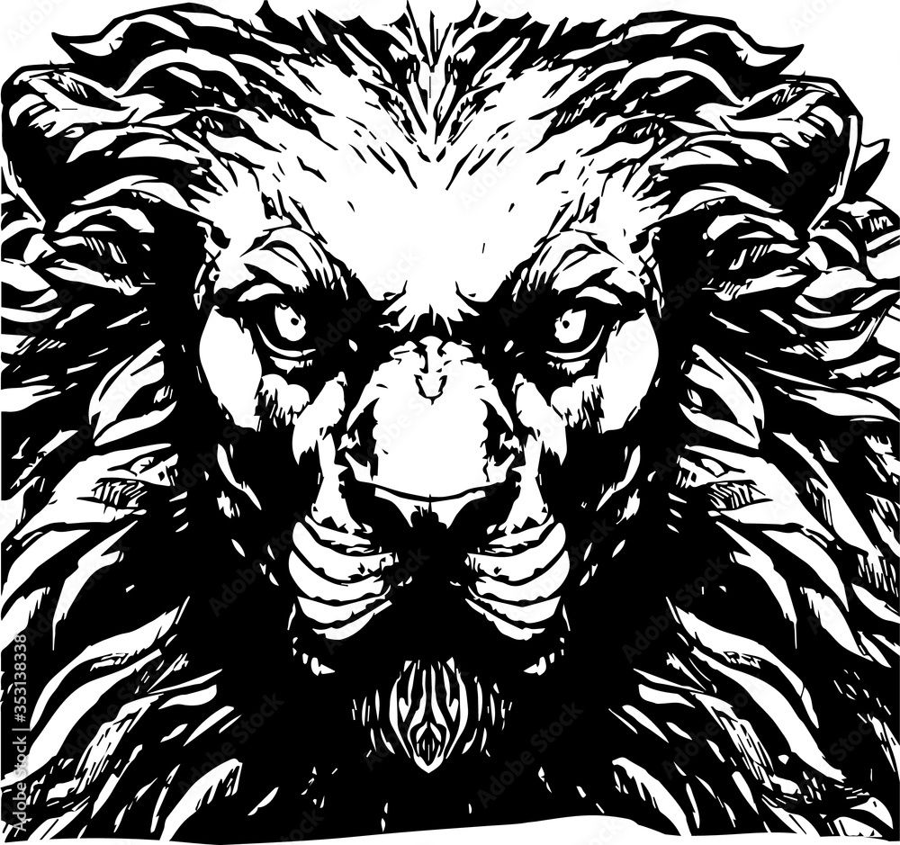 Hand drawn wild animal. Lion. Vector isolated on a transparent ...